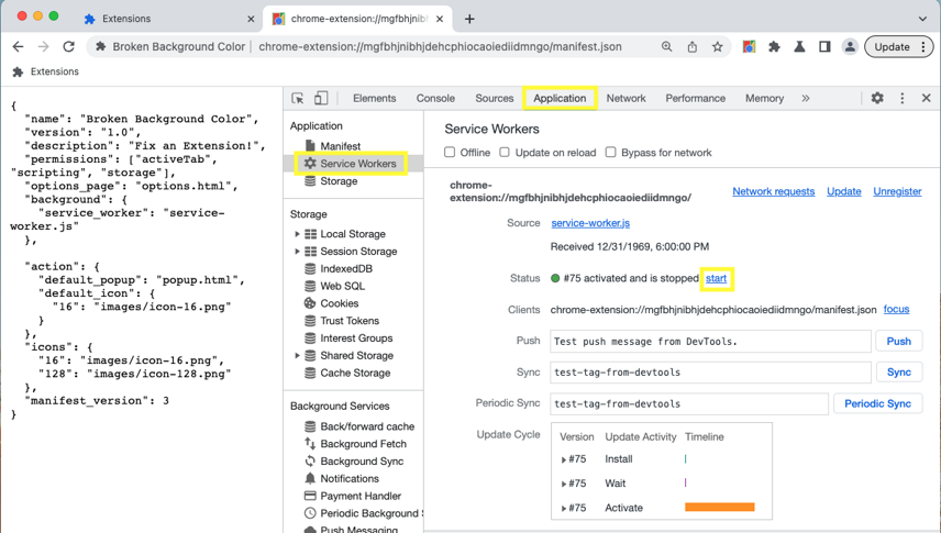 Debug extensions | Get started | Chrome for Developers