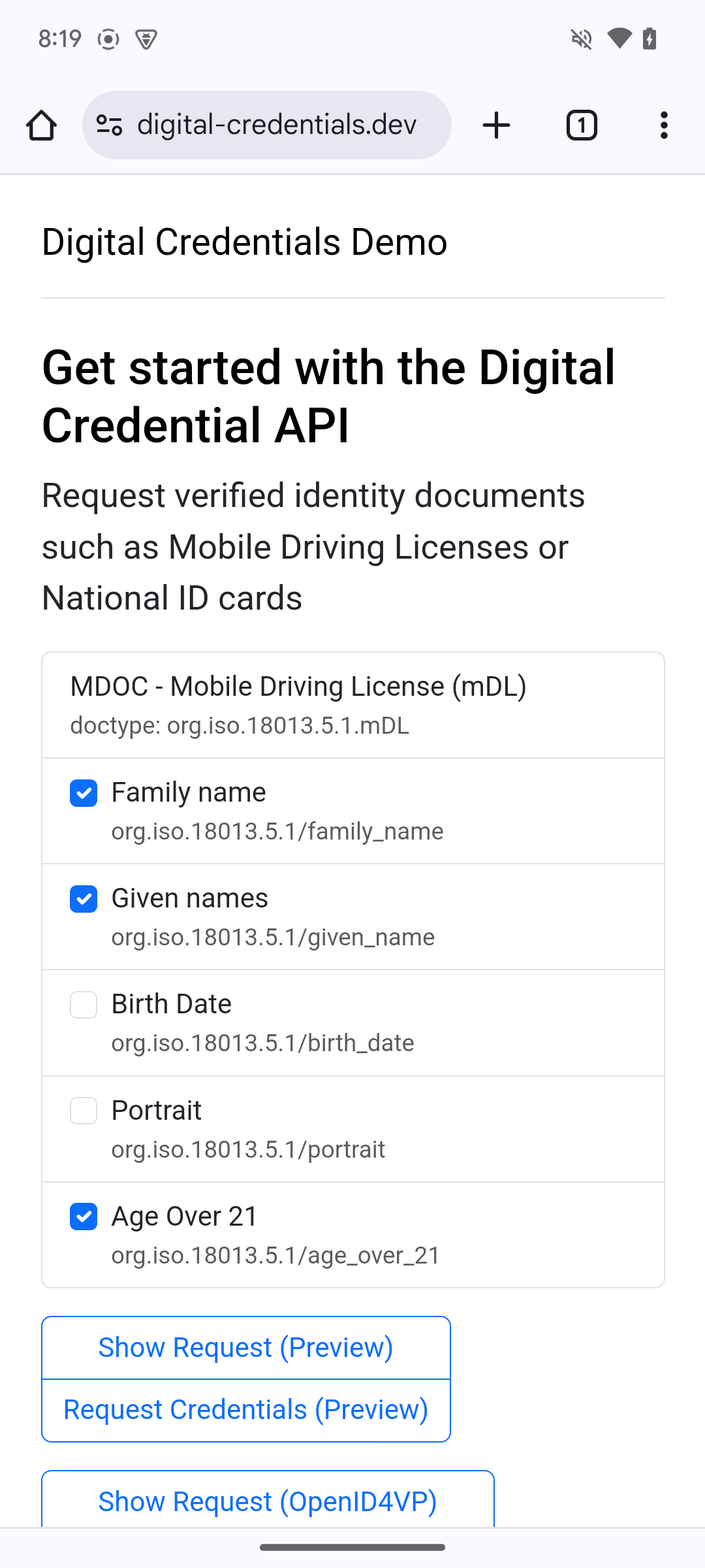 Introducing the Digital Credentials API origin trial | Blog | Chrome for Developers