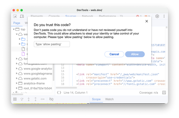 How Chrome DevTools helps to defend against self-XSS attacks | Blog | Chrome for Developers