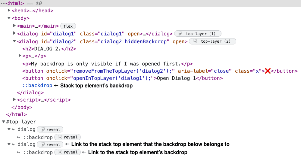 Top layer support in Chrome DevTools | Blog | Chrome for Developers