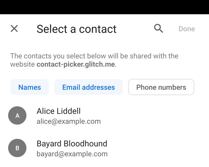 A contact picker for the web | Capabilities | Chrome for Developers