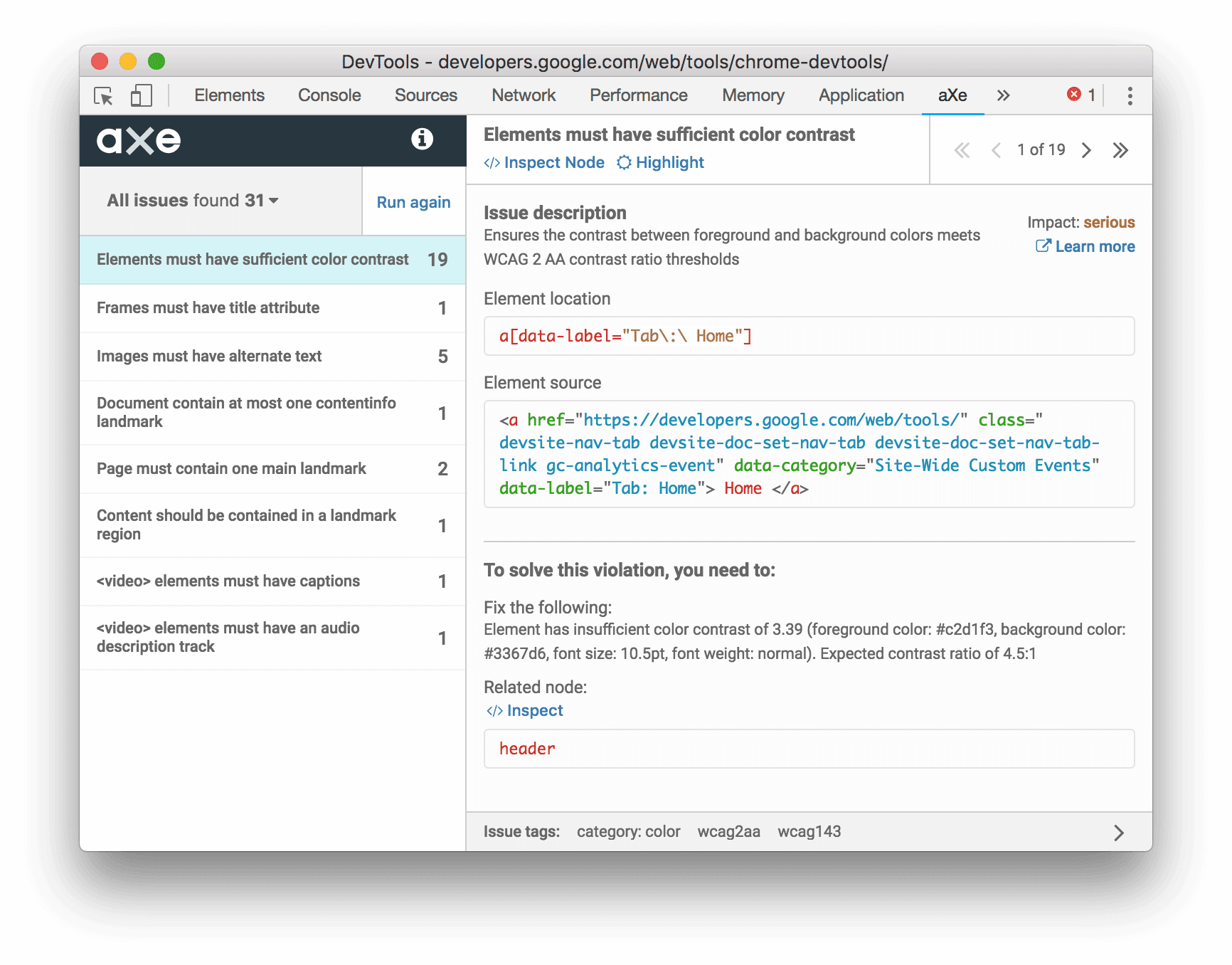 Accessibility features reference | Chrome DevTools | Chrome for Developers