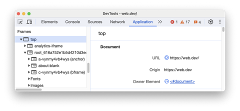 View frame details | Chrome DevTools | Chrome for Developers