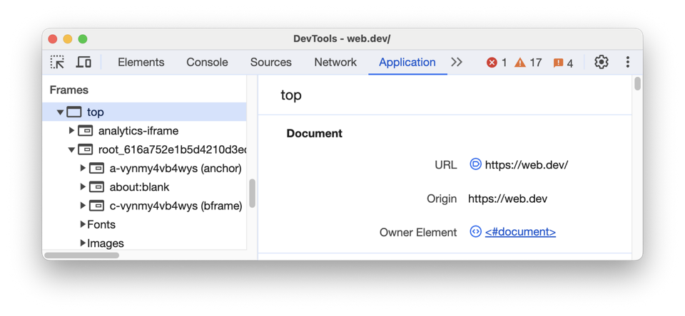 View frame details | Chrome DevTools | Chrome for Developers