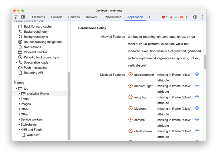 View frame details | Chrome DevTools | Chrome for Developers