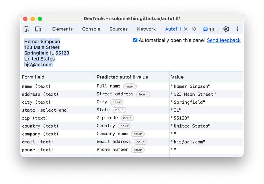 Autofill: Inspect and debug saved addresses | Chrome DevTools | Chrome for Developers