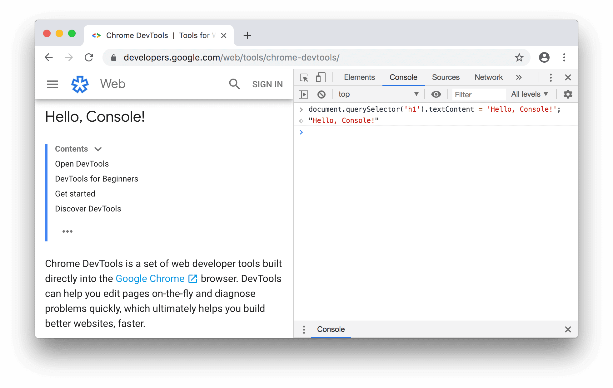 Visão geral do console | Chrome DevTools | Chrome for Developers