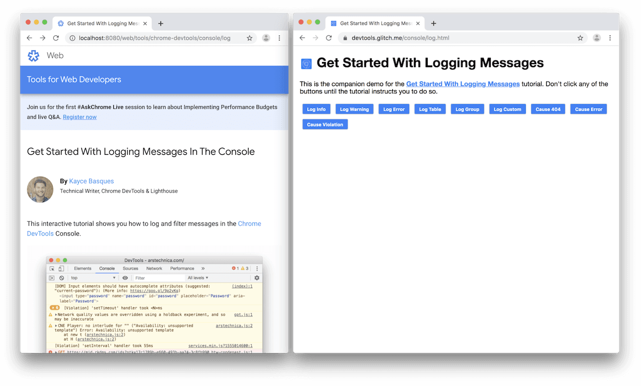Log Messages In The Console Chrome Devtools Chrome For Developers