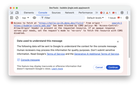 Console insights: Understand errors and warnings better with Gemini | Chrome DevTools | Chrome ...