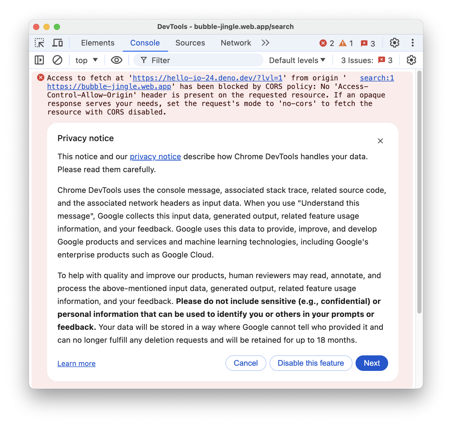 Console insights: Understand errors and warnings better with Gemini | Chrome DevTools | Chrome ...