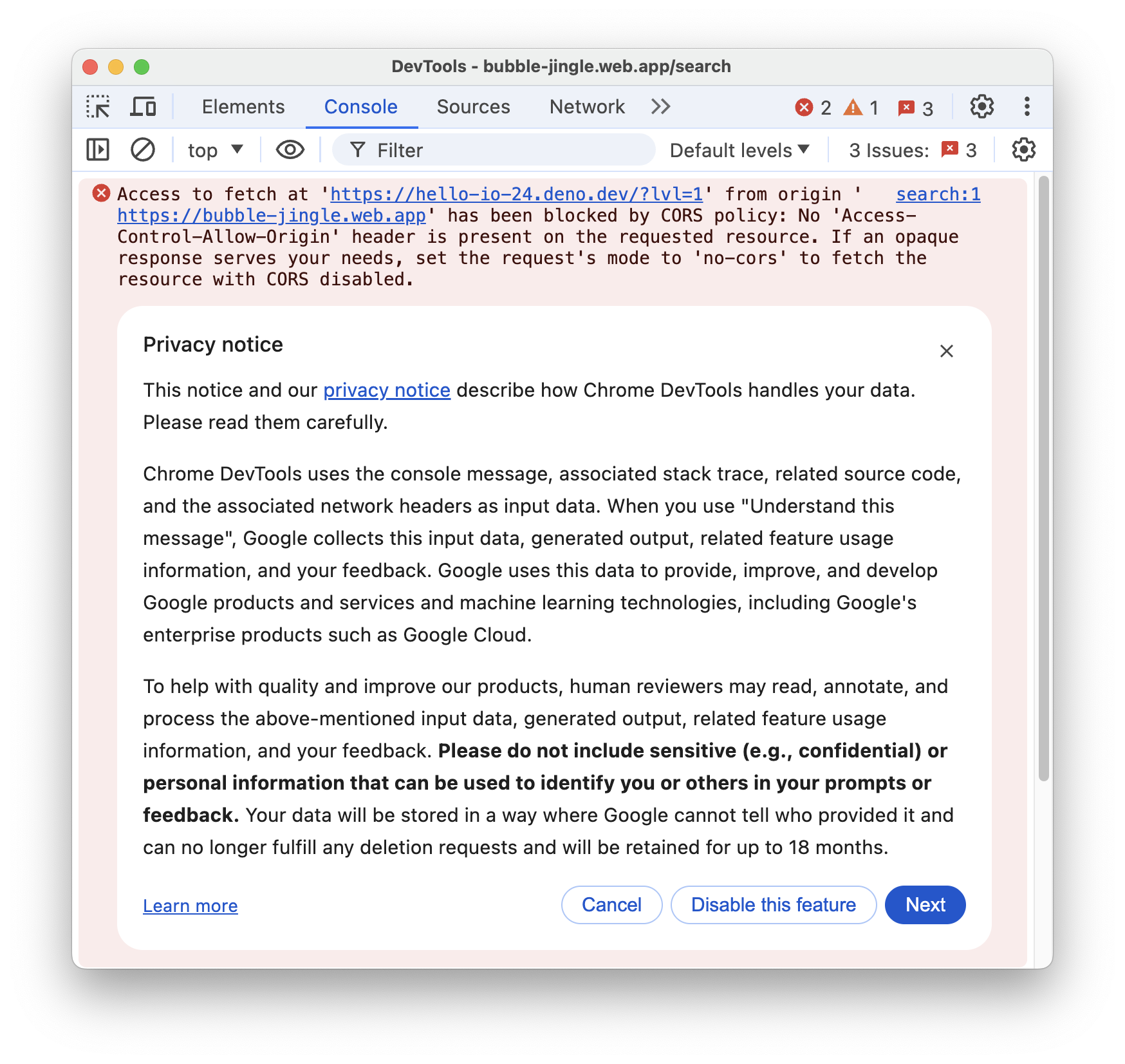 Console insights: Understand errors and warnings better with Gemini | Chrome DevTools | Chrome ...