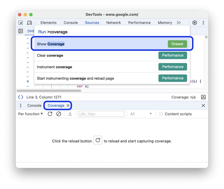 التغطية العثور على محتوى Javascript وcss غير المستخدَمَين Chrome Devtools Chrome For Developers