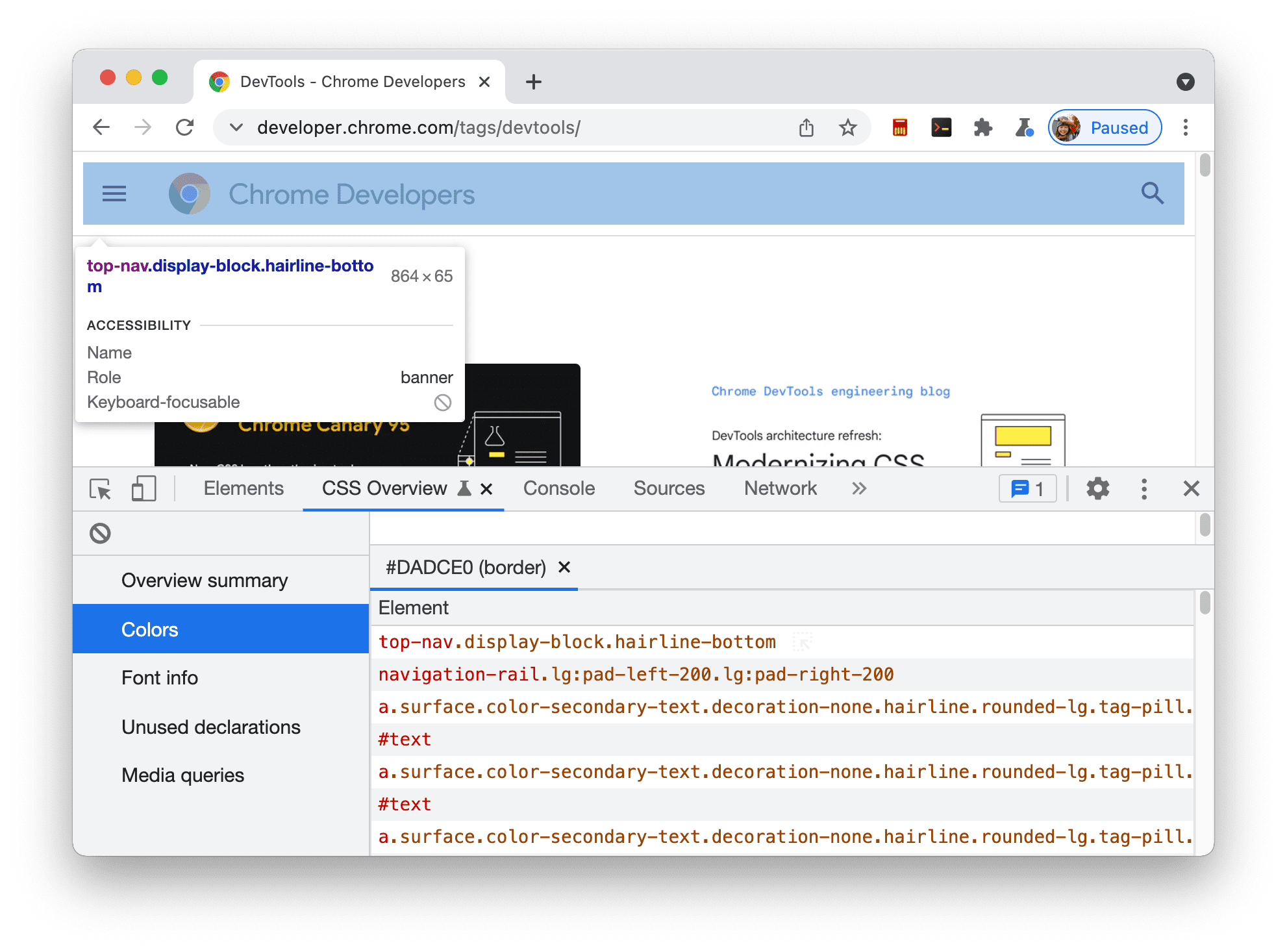 Css Overview Identify Potential Css Improvements Chrome Devtools Chrome For Developers