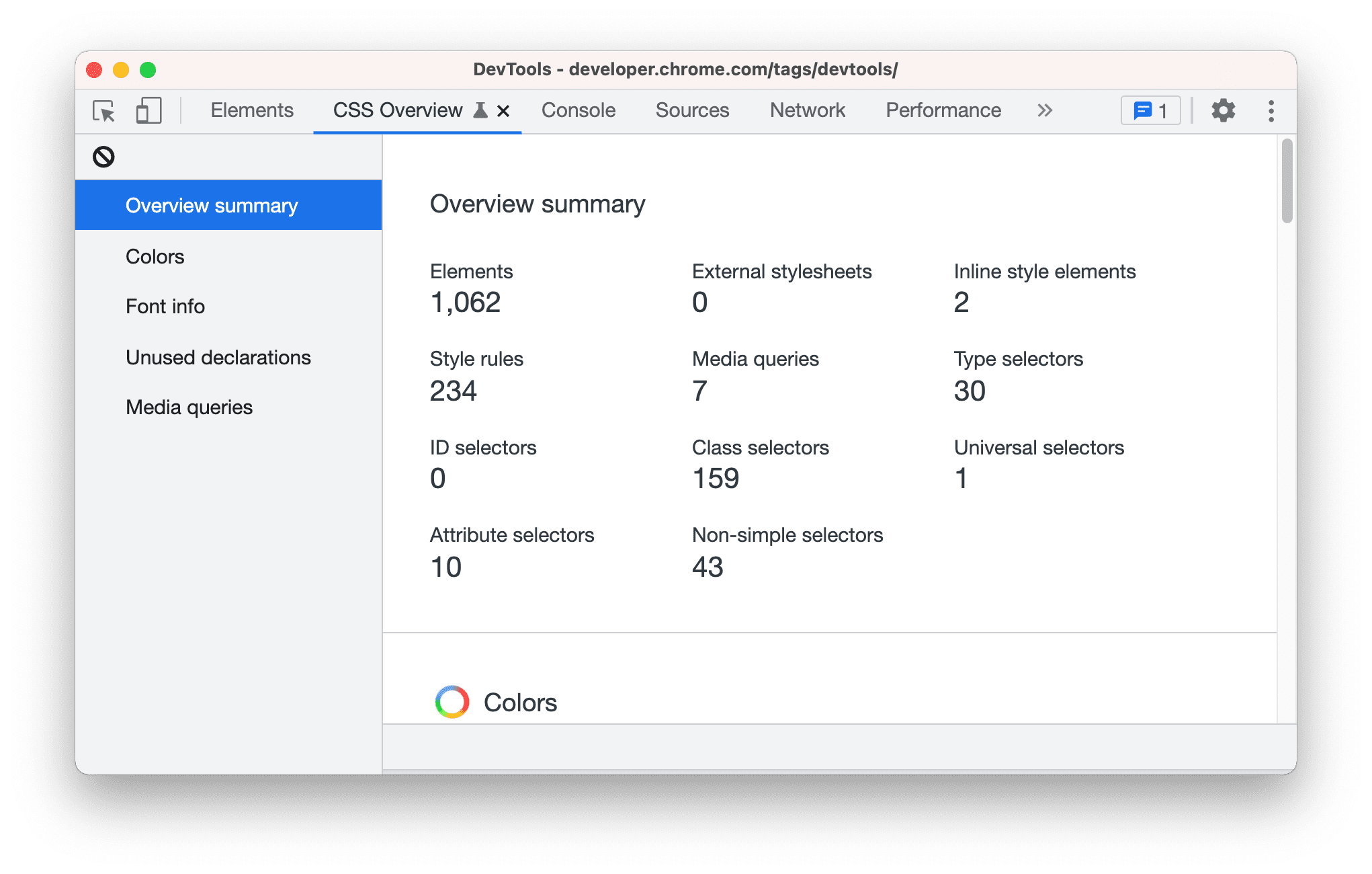 CSS 概览：发现潜在的 CSS 改进机会 | Chrome DevTools | Chrome for Developers