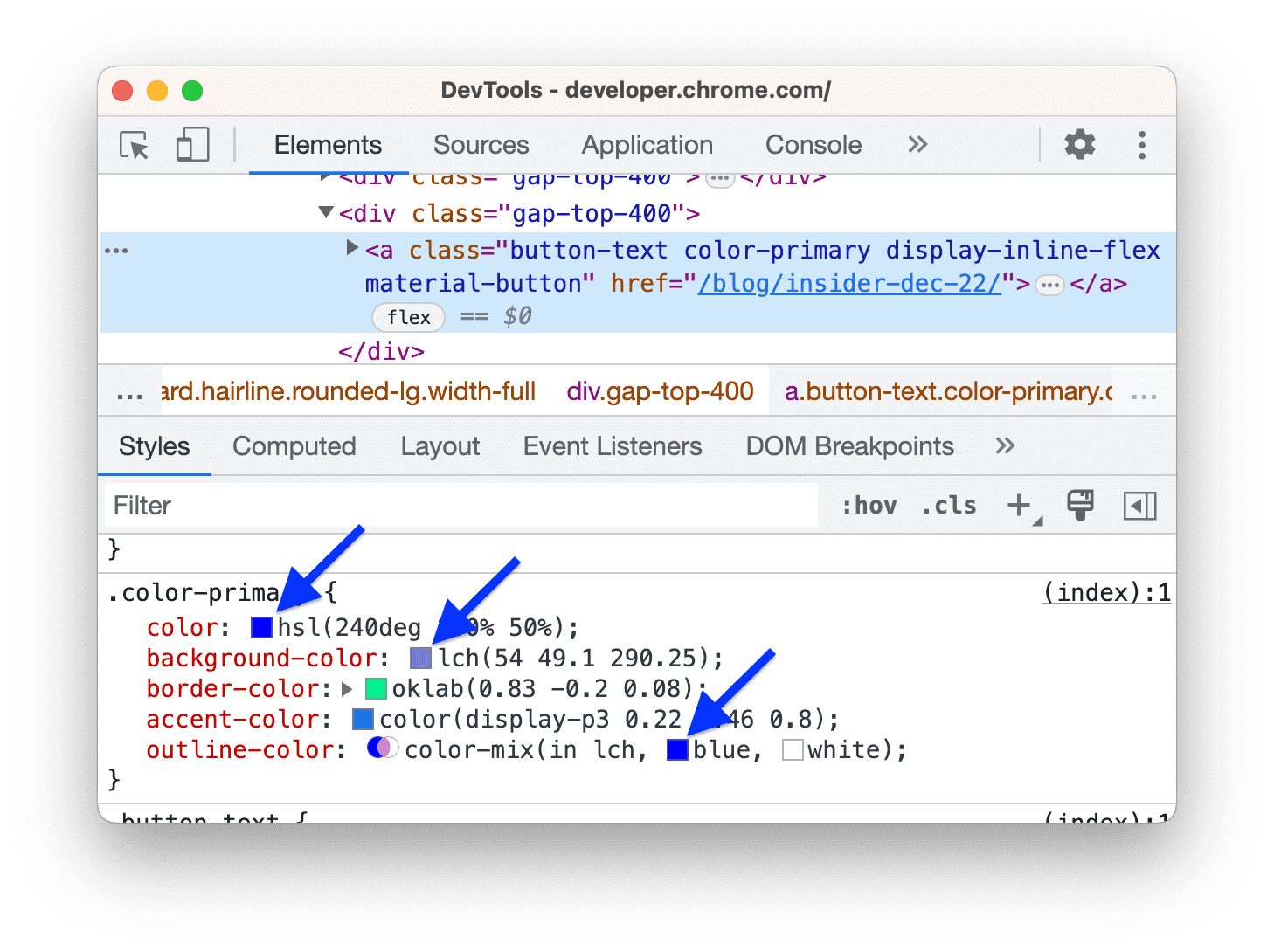 Inspect and debug HD and non-HD colors with the Color Picker | Chrome ...