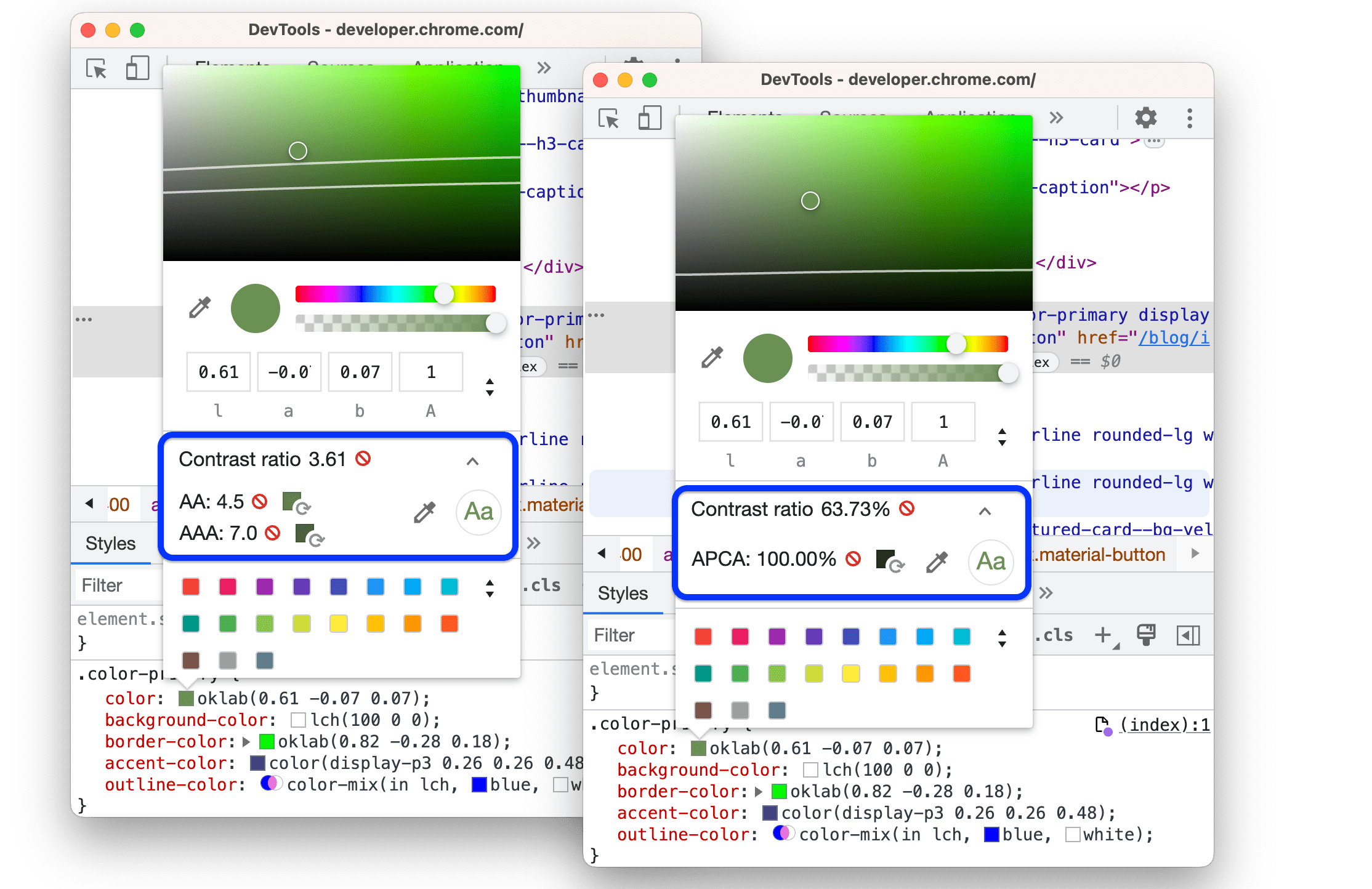 Inspect and debug HD and non-HD colors with the Color Picker | Chrome DevTools | Chrome for ...