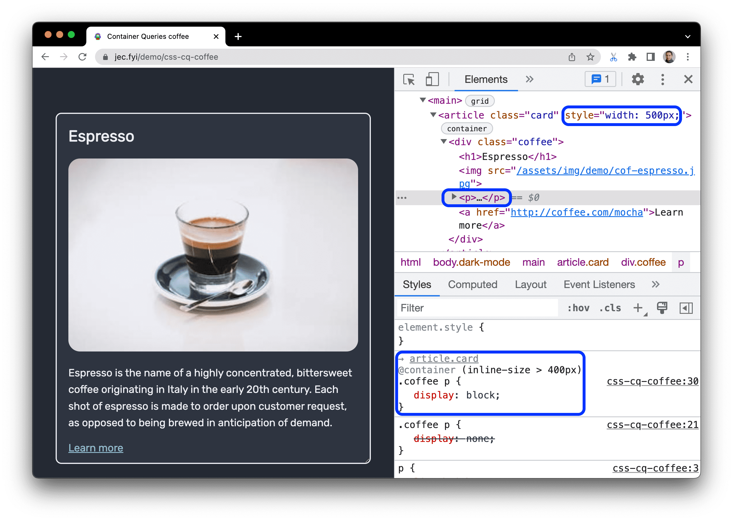 Inspect and debug CSS container queries | Chrome DevTools | Chrome for ...