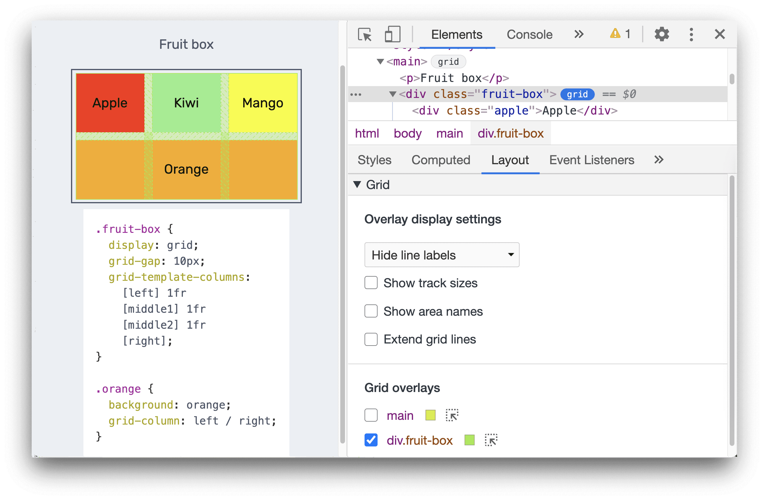 Inspect CSS grid layouts | Chrome DevTools | Chrome for Developers