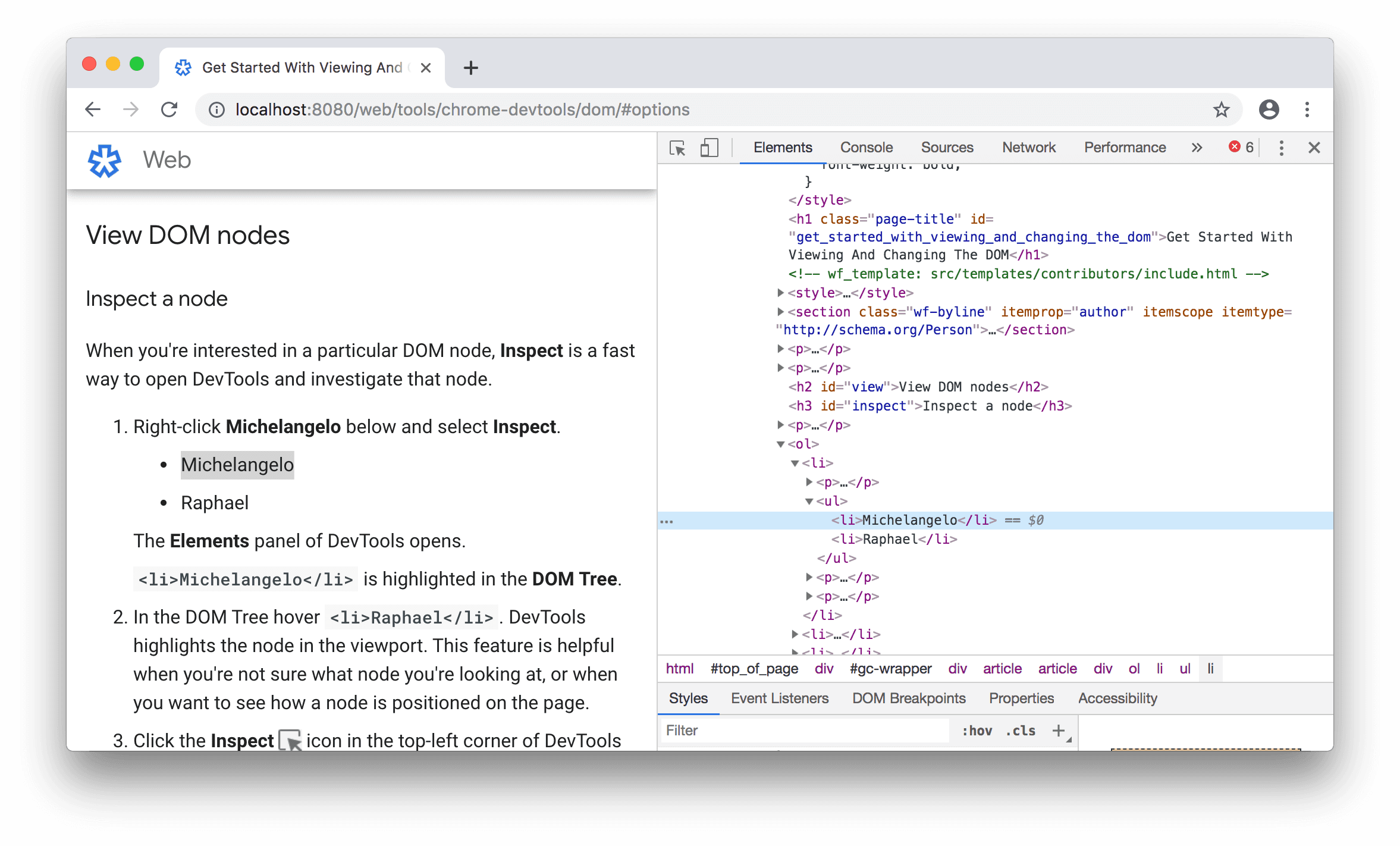 Comienza a ver y cambiar el DOM | Chrome DevTools | Chrome for Developers