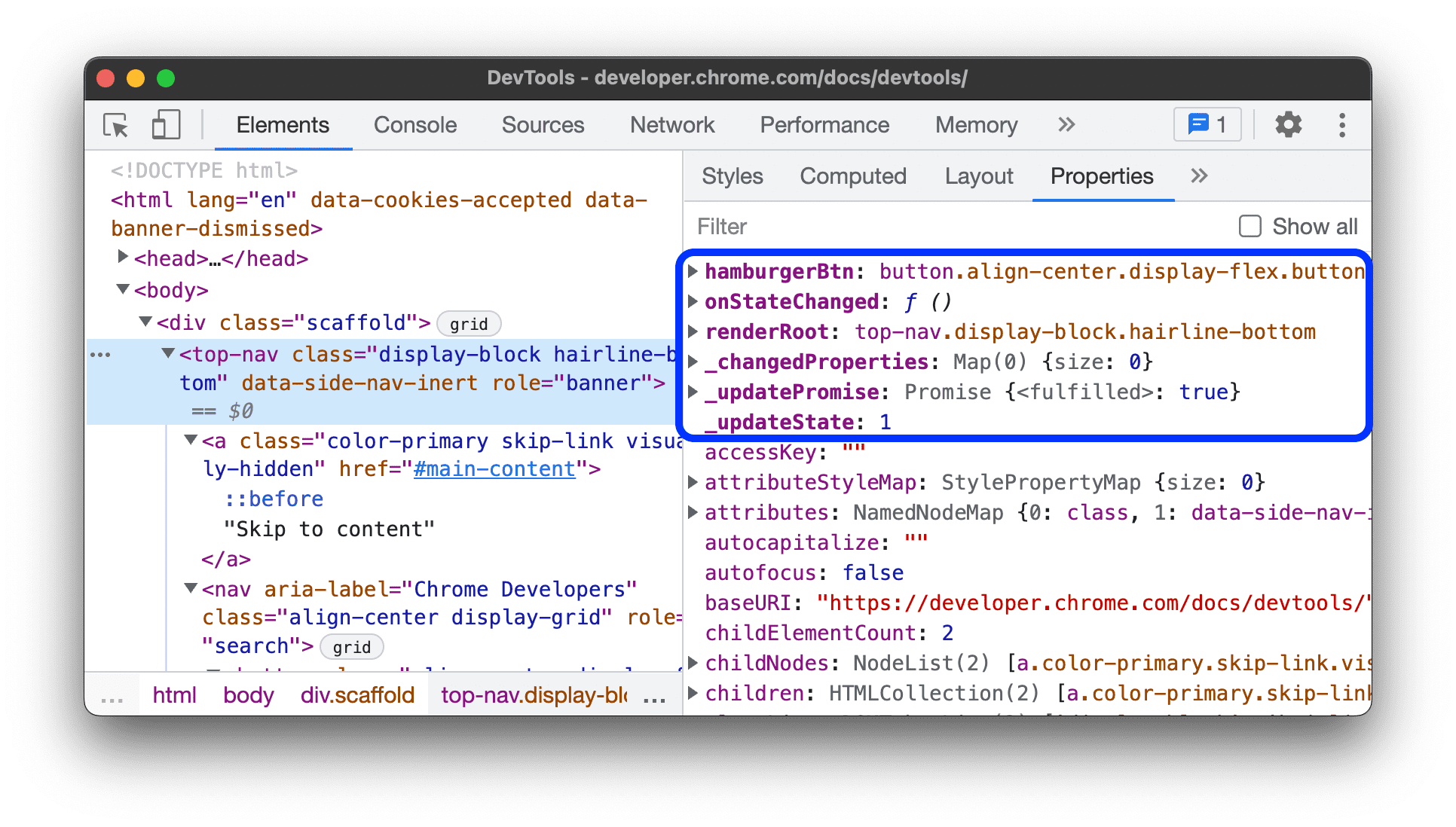 View the properties of DOM objects | Chrome DevTools | Chrome for ...