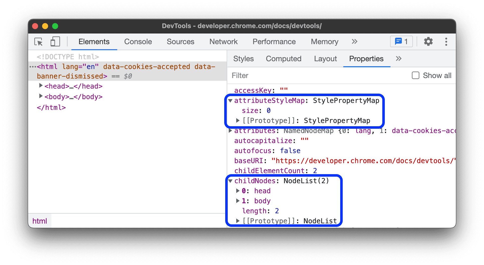 View the properties of DOM objects | Chrome DevTools | Chrome for ...