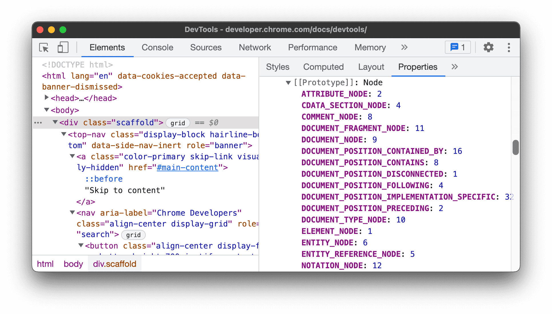 View the properties of DOM objects | Chrome DevTools | Chrome for ...