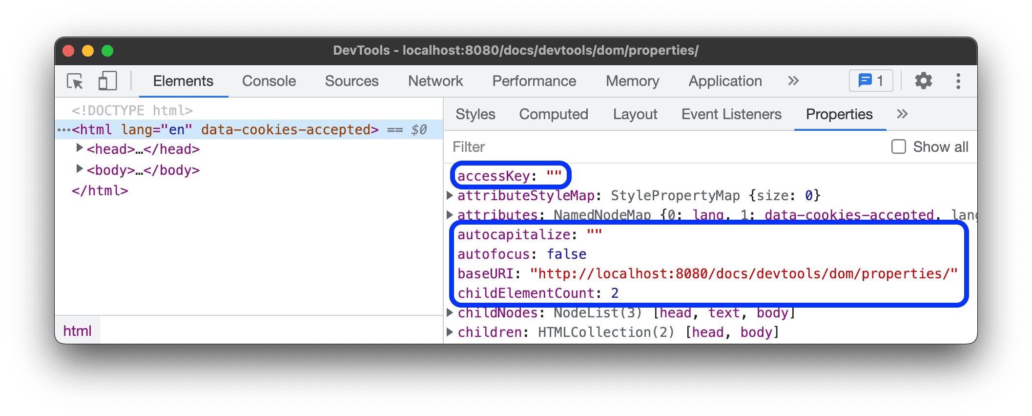 Ver las propiedades de los objetos DOM | Chrome DevTools | Chrome for Developers