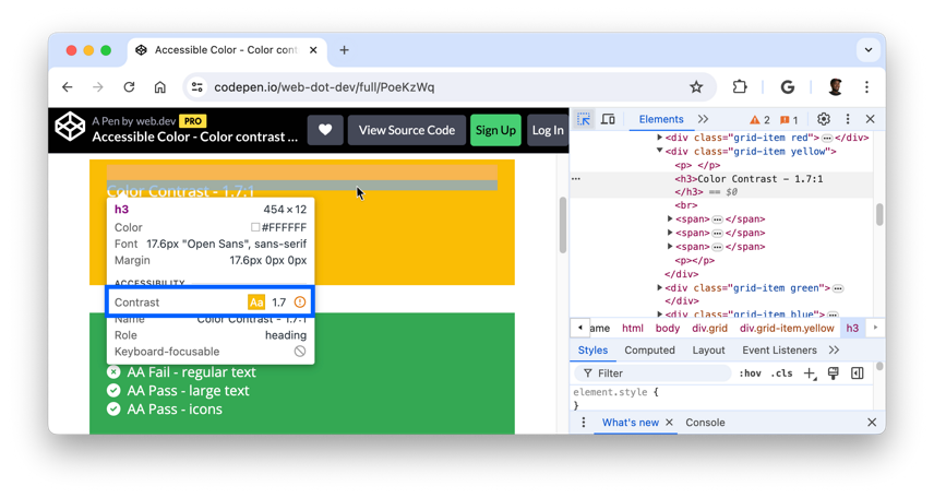 检查模式：快速分析元素属性 | Chrome DevTools | Chrome for Developers