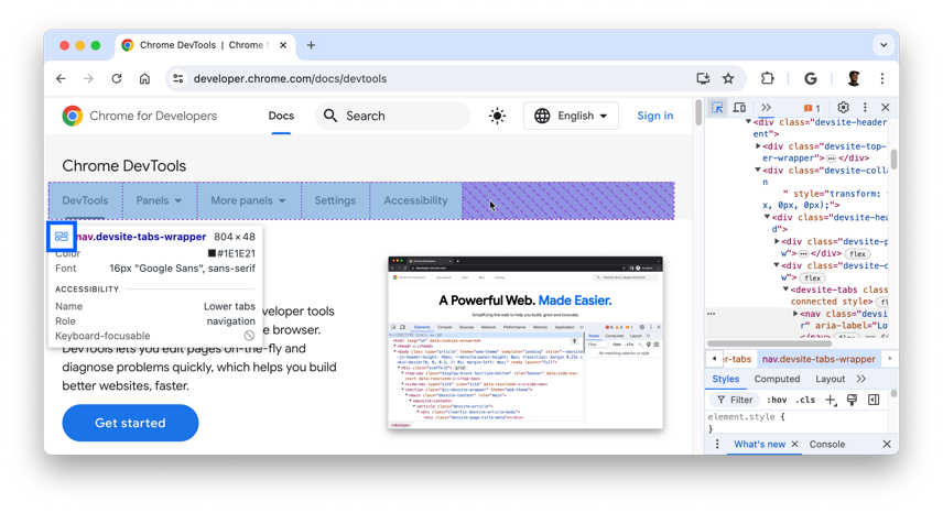 Inspect mode: Quickly analyze element properties | Chrome DevTools ...