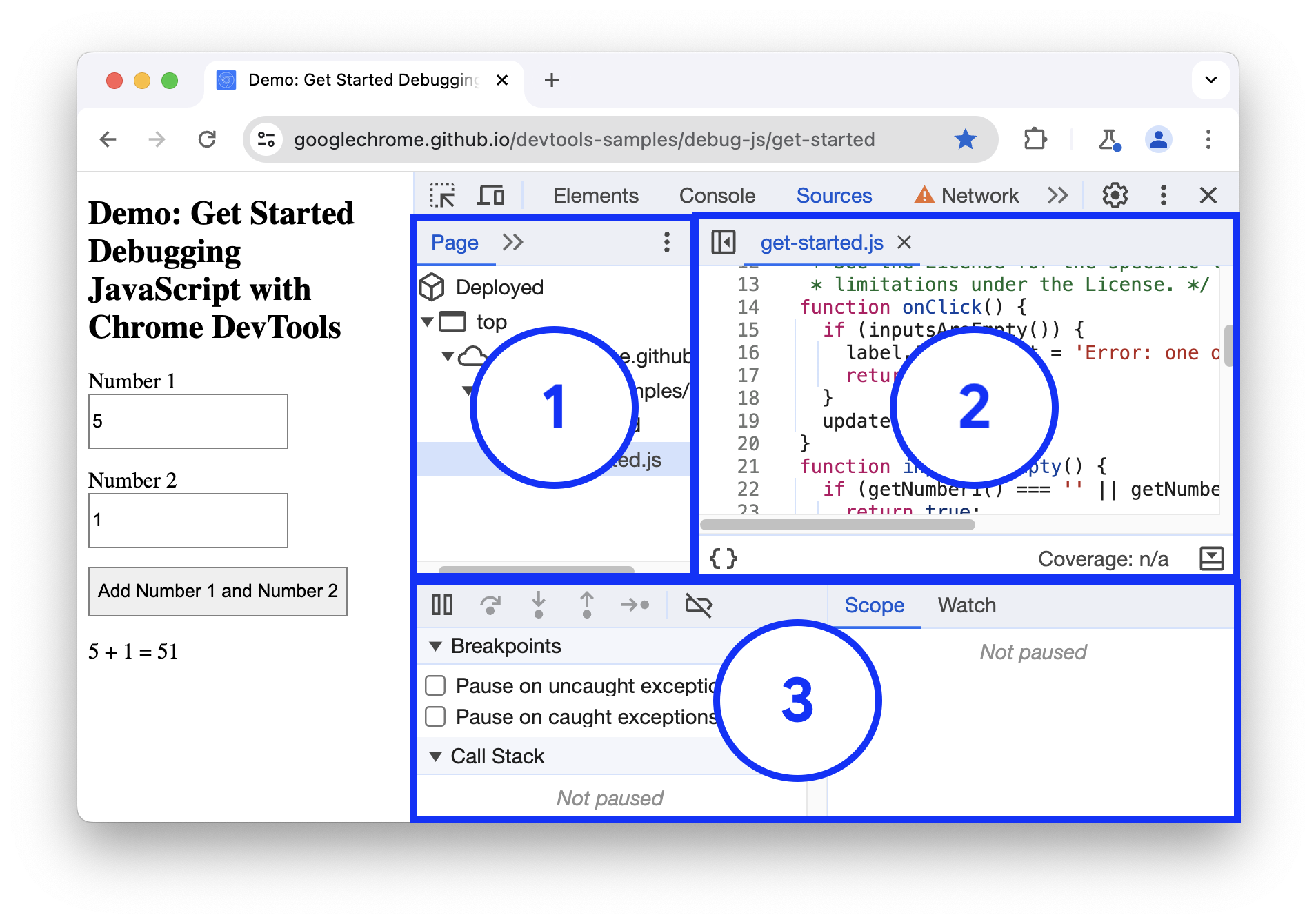 Cómo depurar JavaScript | Chrome DevTools | Chrome for Developers