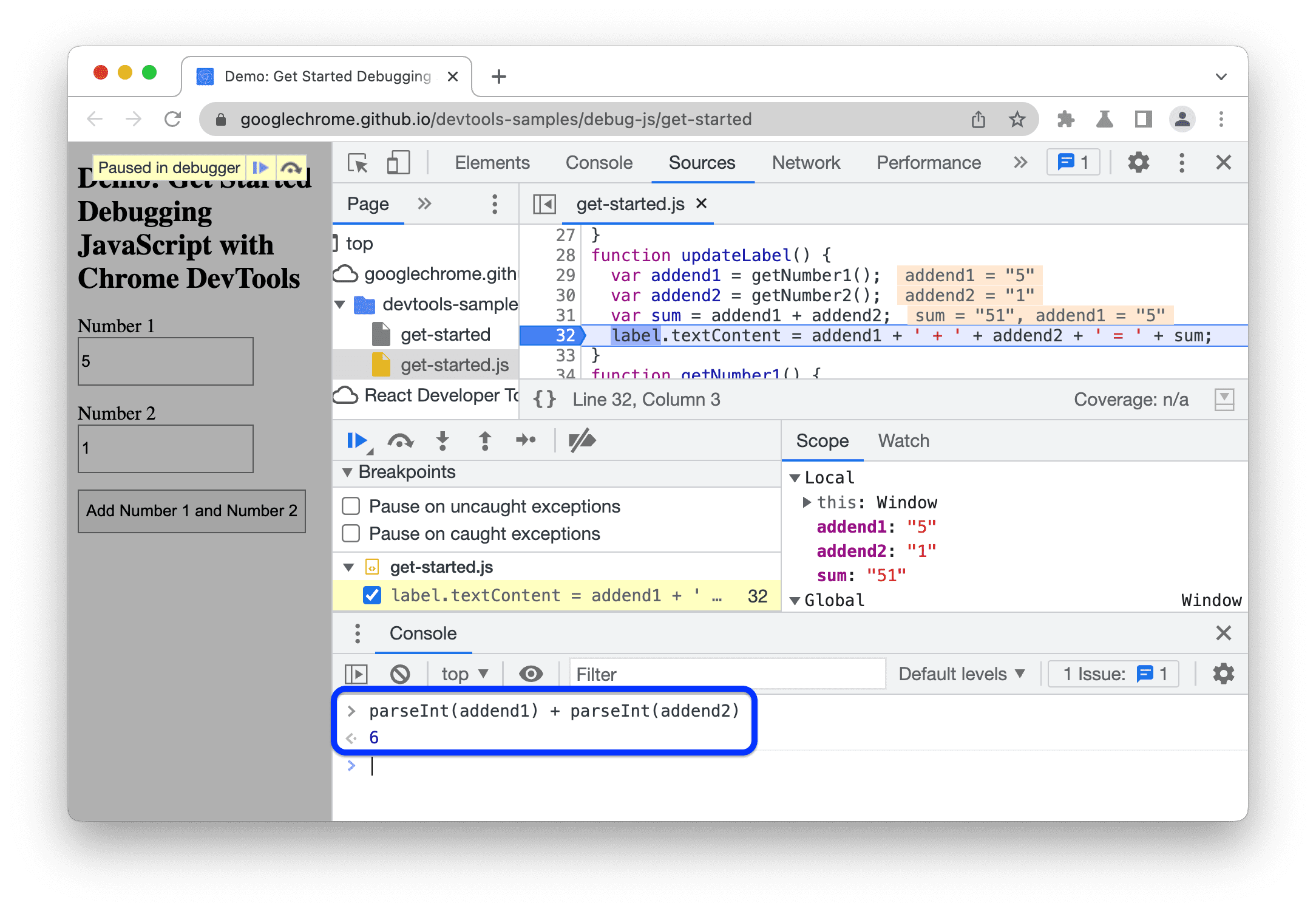 JavaScript をデバッグする | Chrome DevTools | Chrome for Developers
