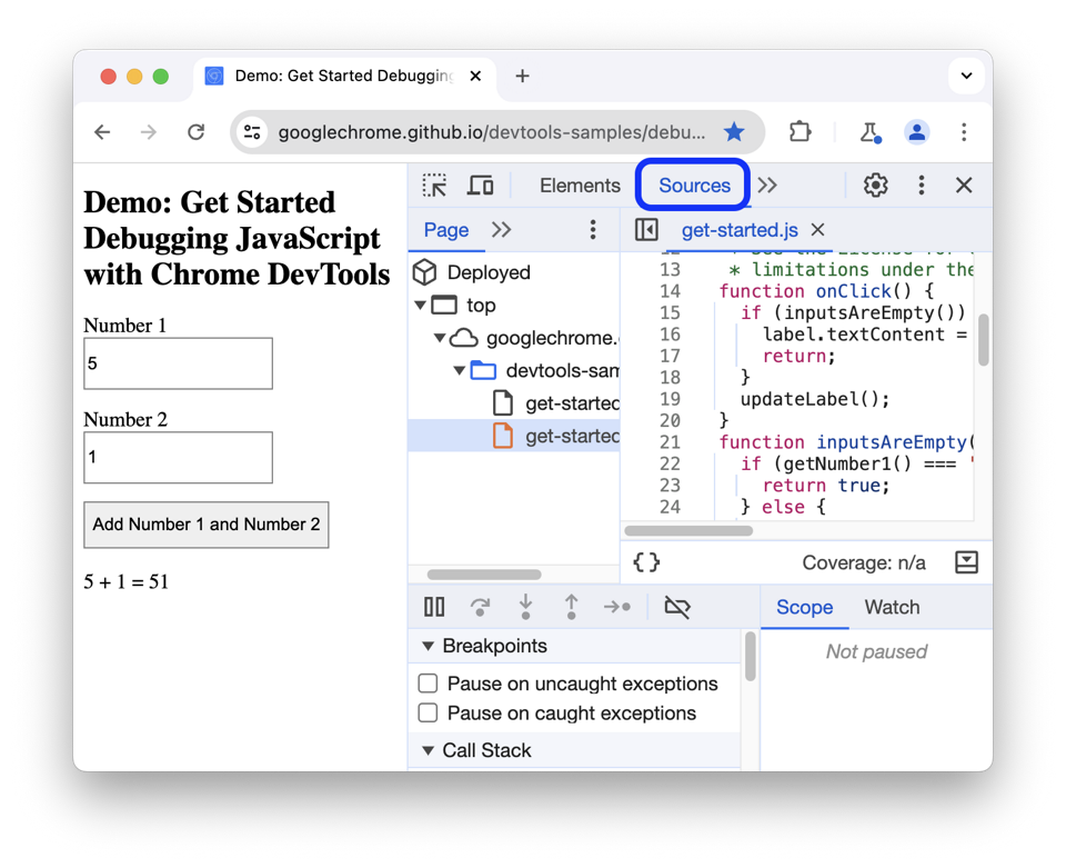 JavaScript をデバッグする | Chrome DevTools | Chrome for Developers