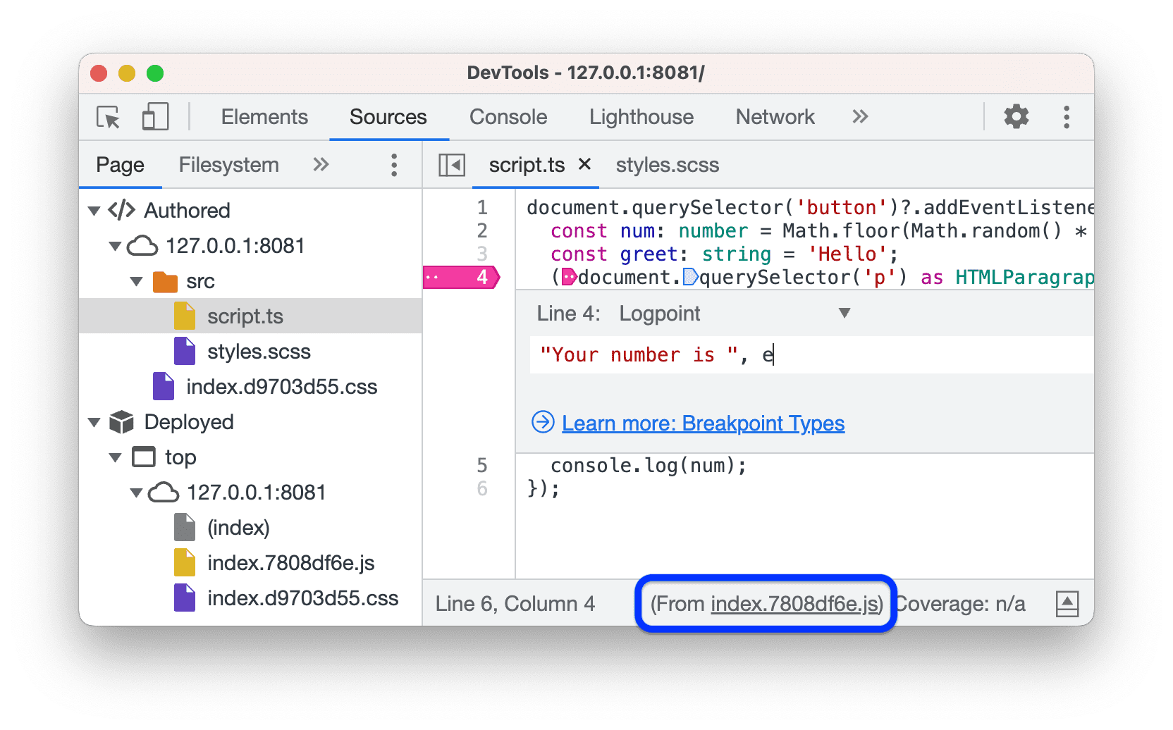 Depura tu código original en lugar de implementarlo con mapas de origen | Chrome DevTools ...