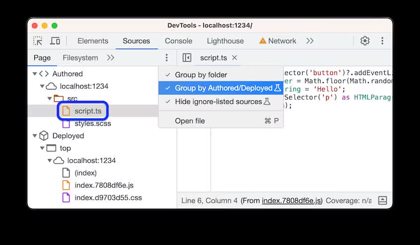 Depura tu código original en lugar de implementarlo con mapas de origen | Chrome DevTools ...