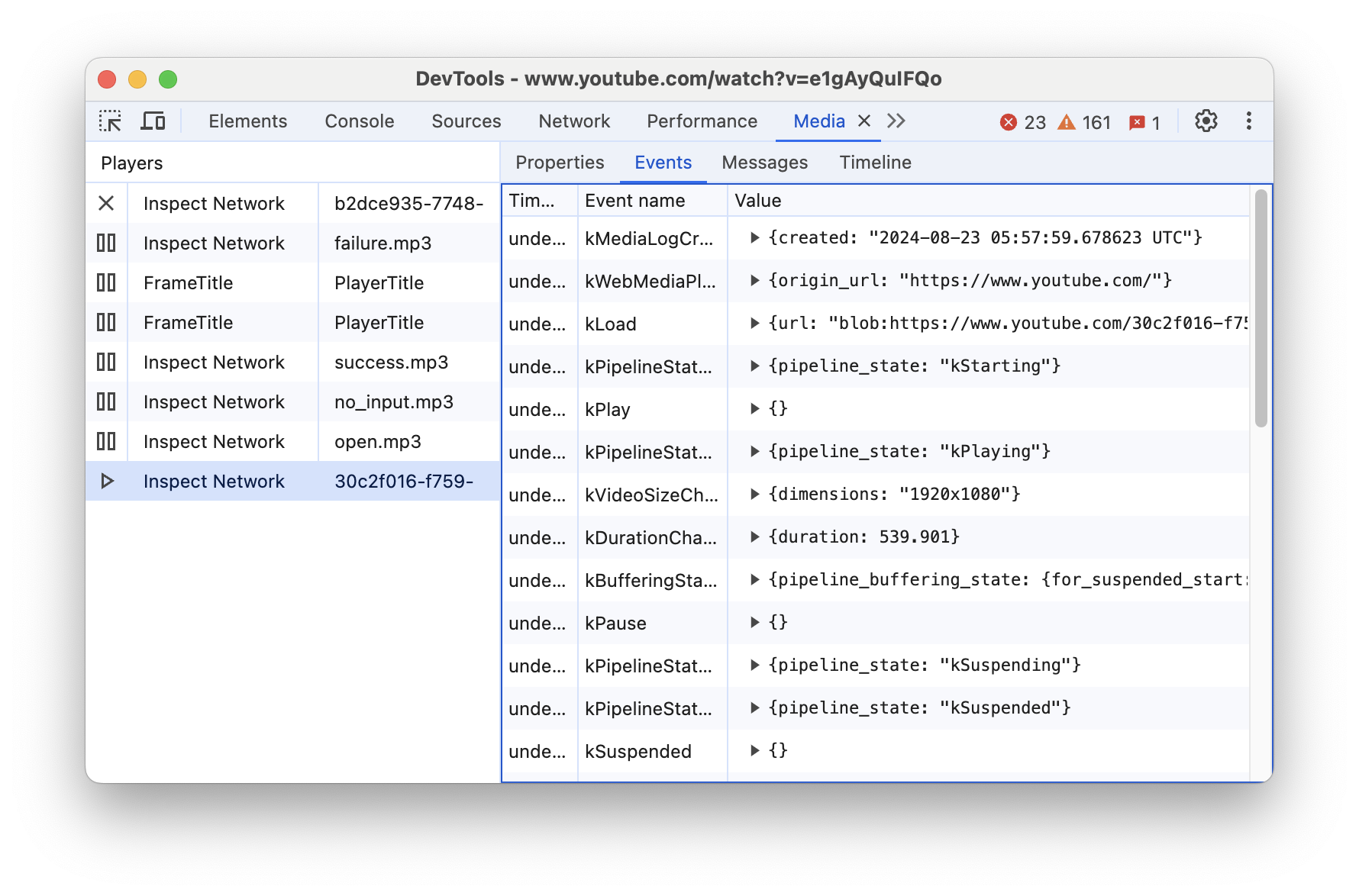 Media: View and debug media players information | Chrome DevTools ...