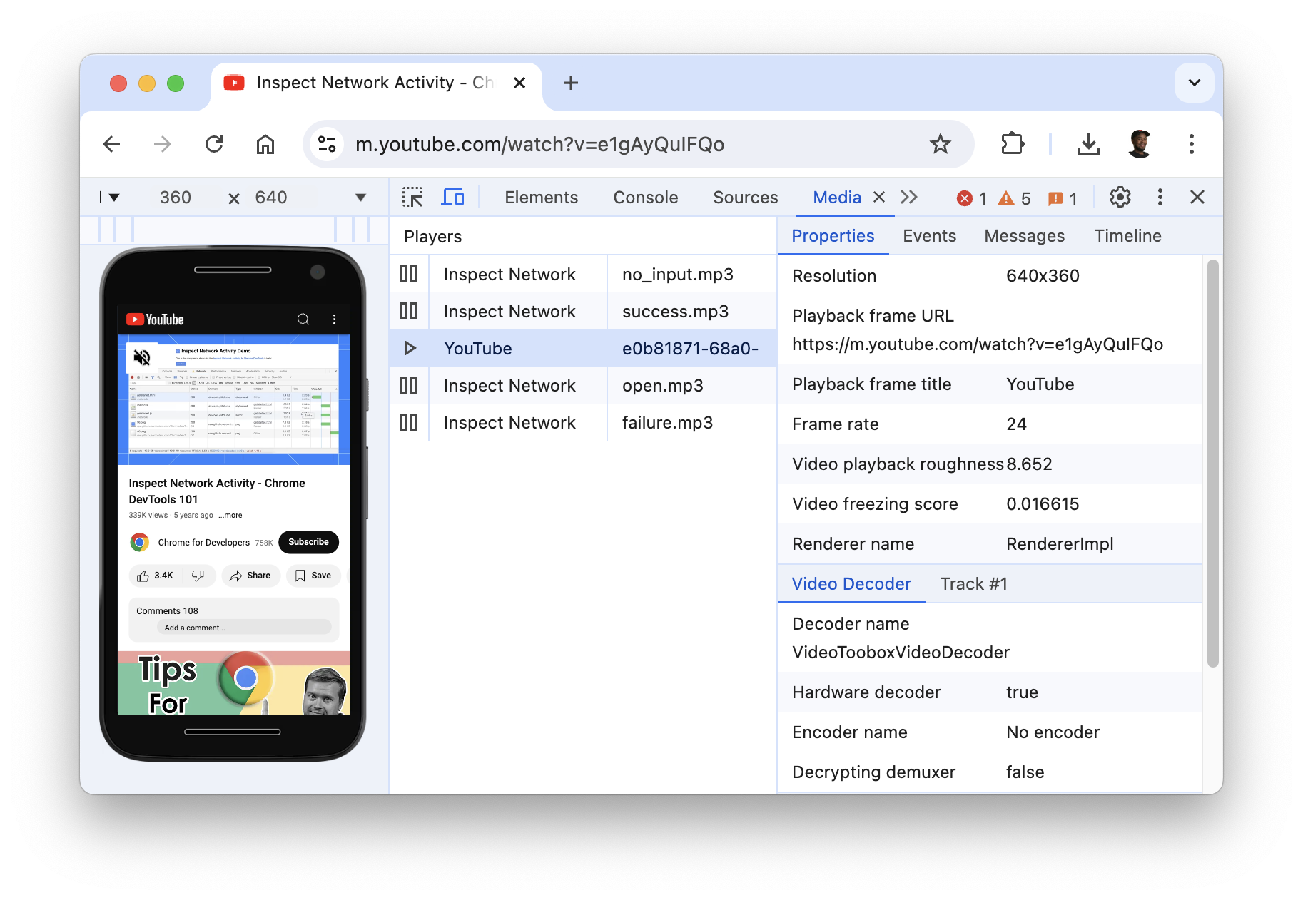 Contenido multimedia: Visualiza y depura la información de los reproductores multimedia | Chrome ...