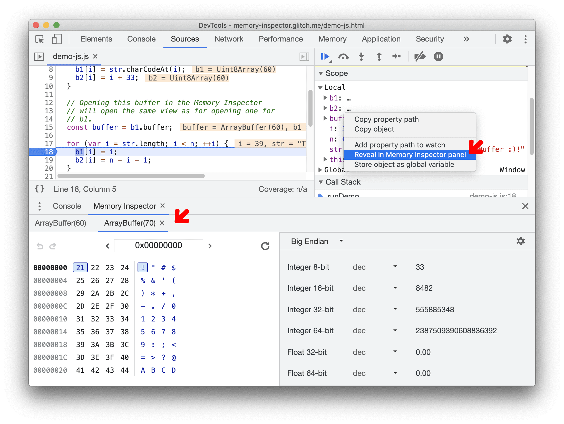 Memory Inspector: Inspect ArrayBuffer, TypedArray, DataView, and Wasm Memory. | Chrome DevTools ...