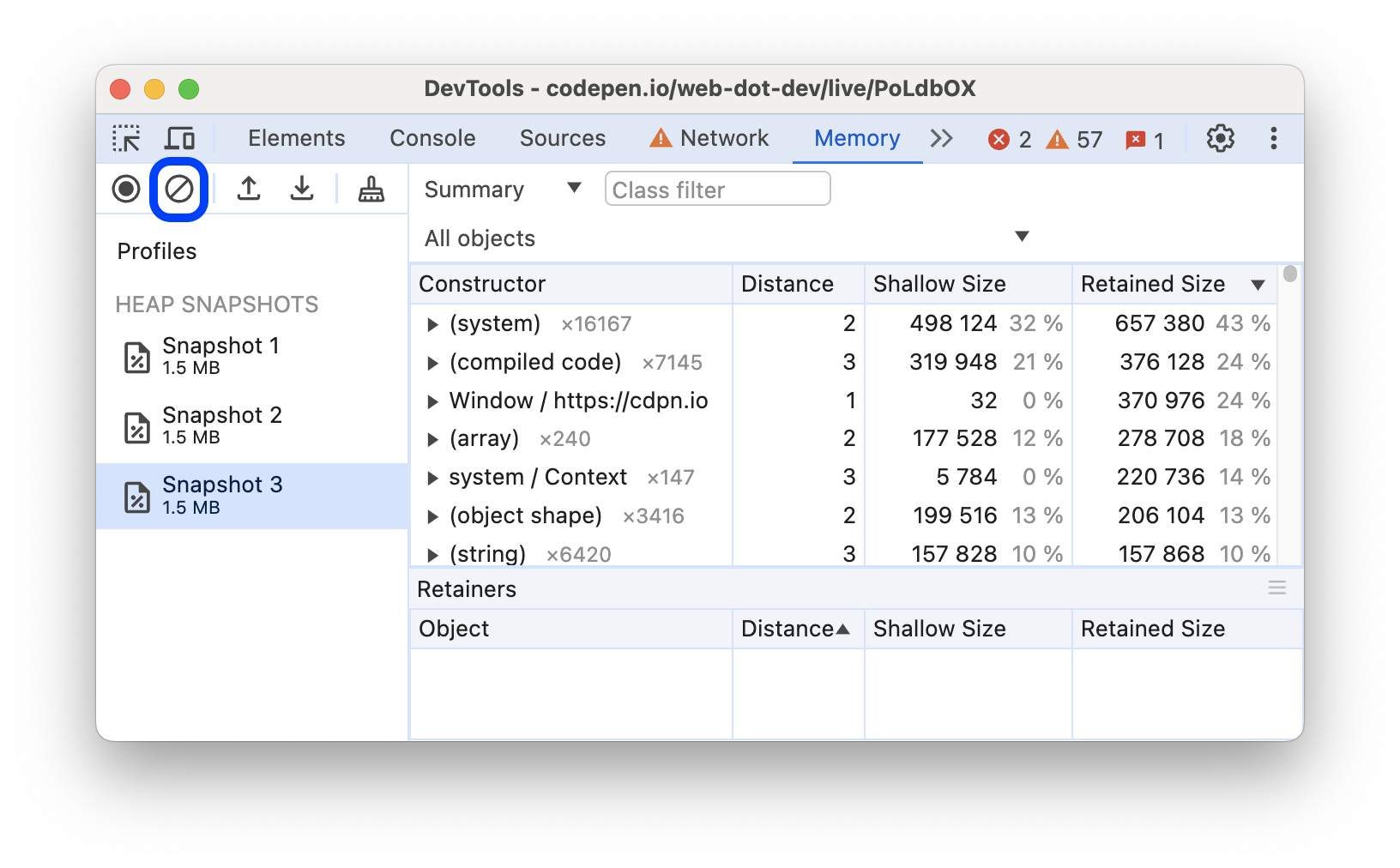 Record heap snapshots | Chrome DevTools | Chrome for Developers