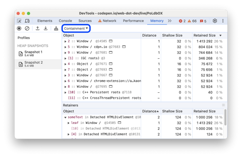 Record heap snapshots | Chrome DevTools | Chrome for Developers