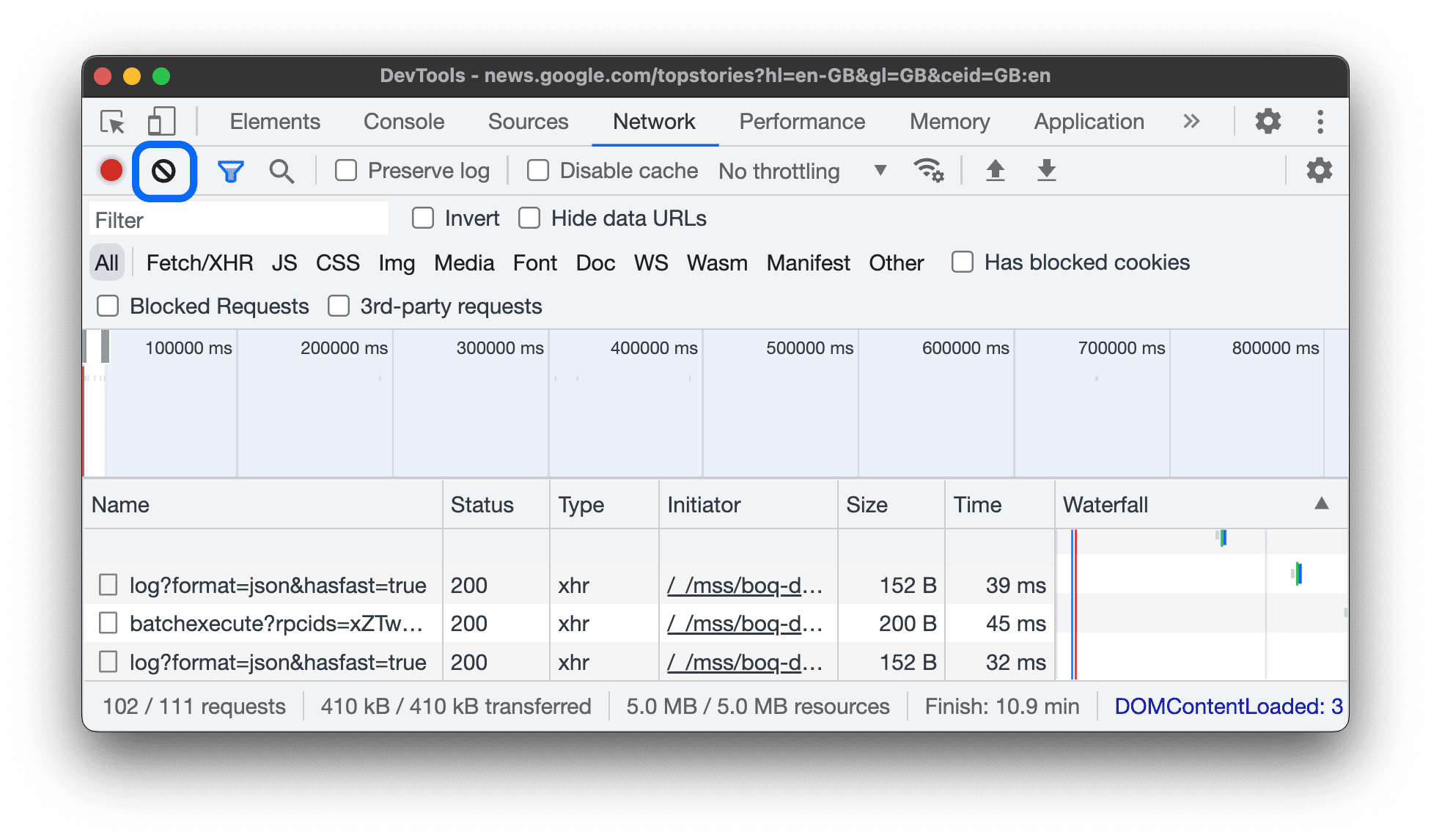 Referência de recursos de rede | Chrome DevTools | Chrome for Developers