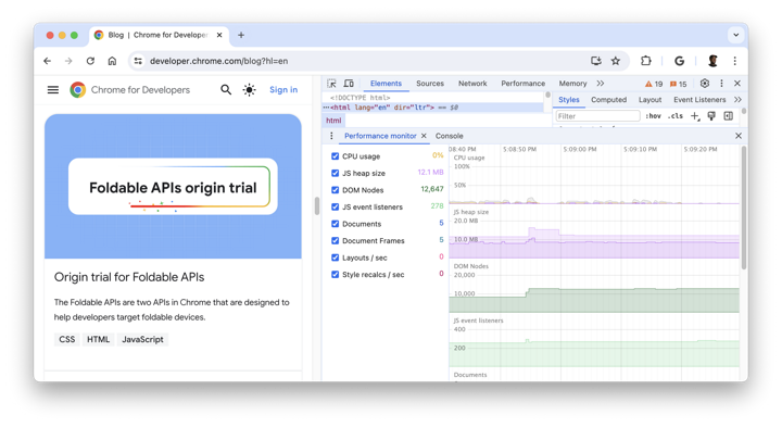 Performance monitor panel | Chrome DevTools | Chrome for Developers