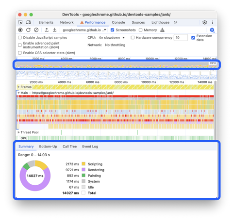 Analiza el rendimiento del entorno de ejecución | Chrome DevTools ...