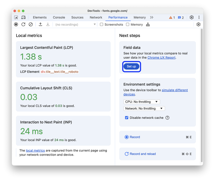 Performance panel: Analyze your website's performance | Chrome DevTools ...