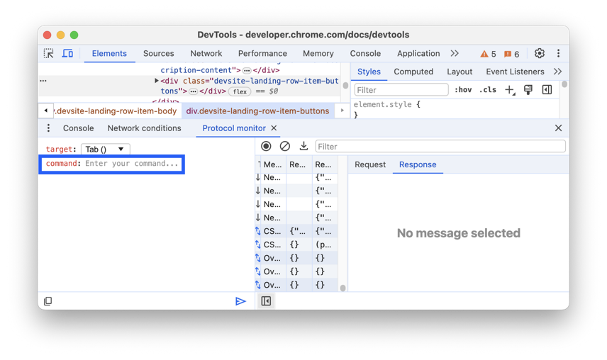 Protocol monitor: View and send CDP requests | Chrome DevTools | Chrome for Developers