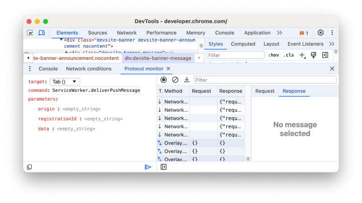Protocol Monitor View And Send Cdp Requests Chrome Devtools Chrome For Developers