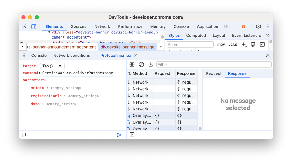 Protocol monitor: View and send CDP requests | Chrome DevTools | Chrome for Developers
