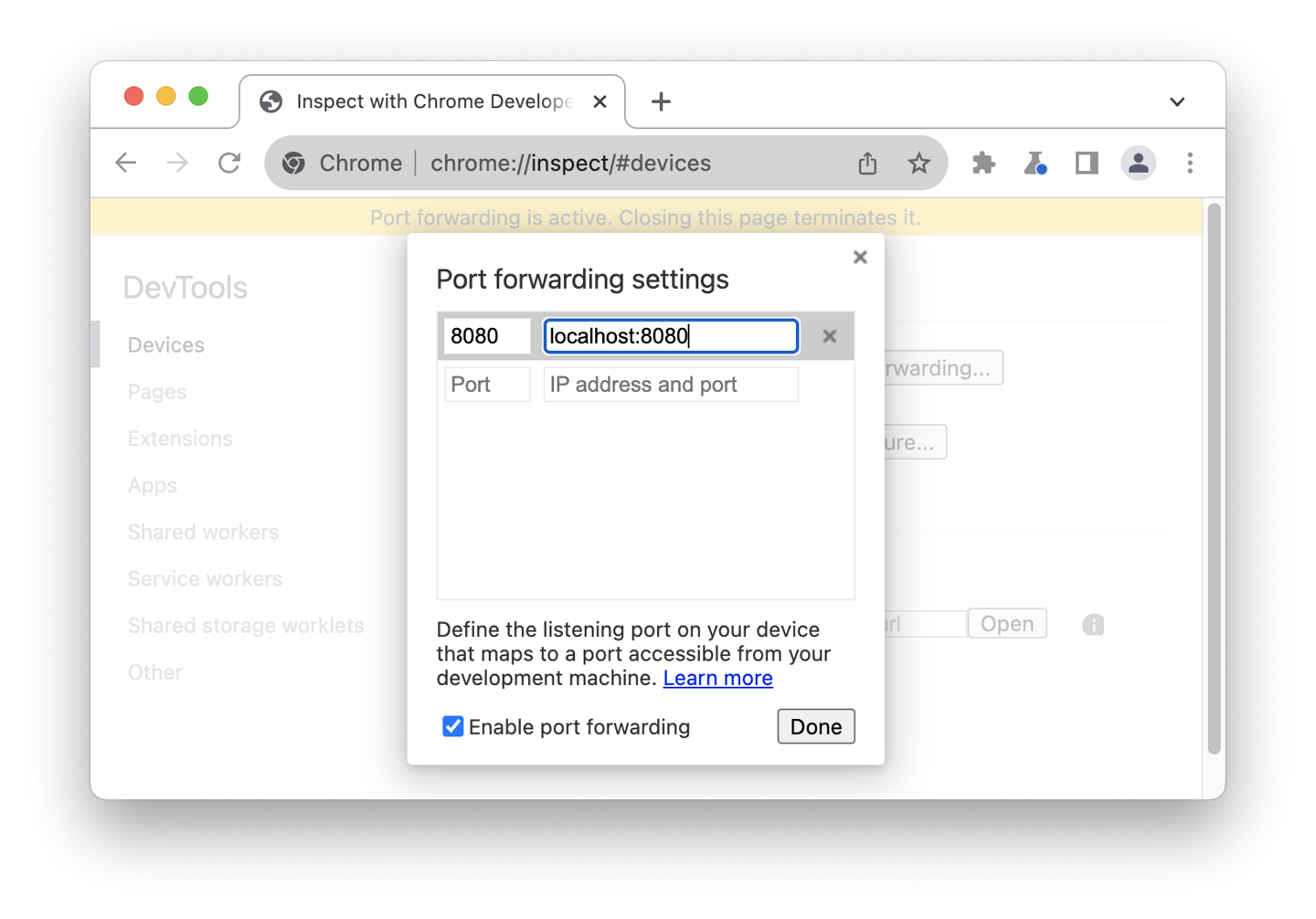 Accéder aux serveurs locaux et aux instances Chrome avec le transfert de port | Chrome DevTools ...