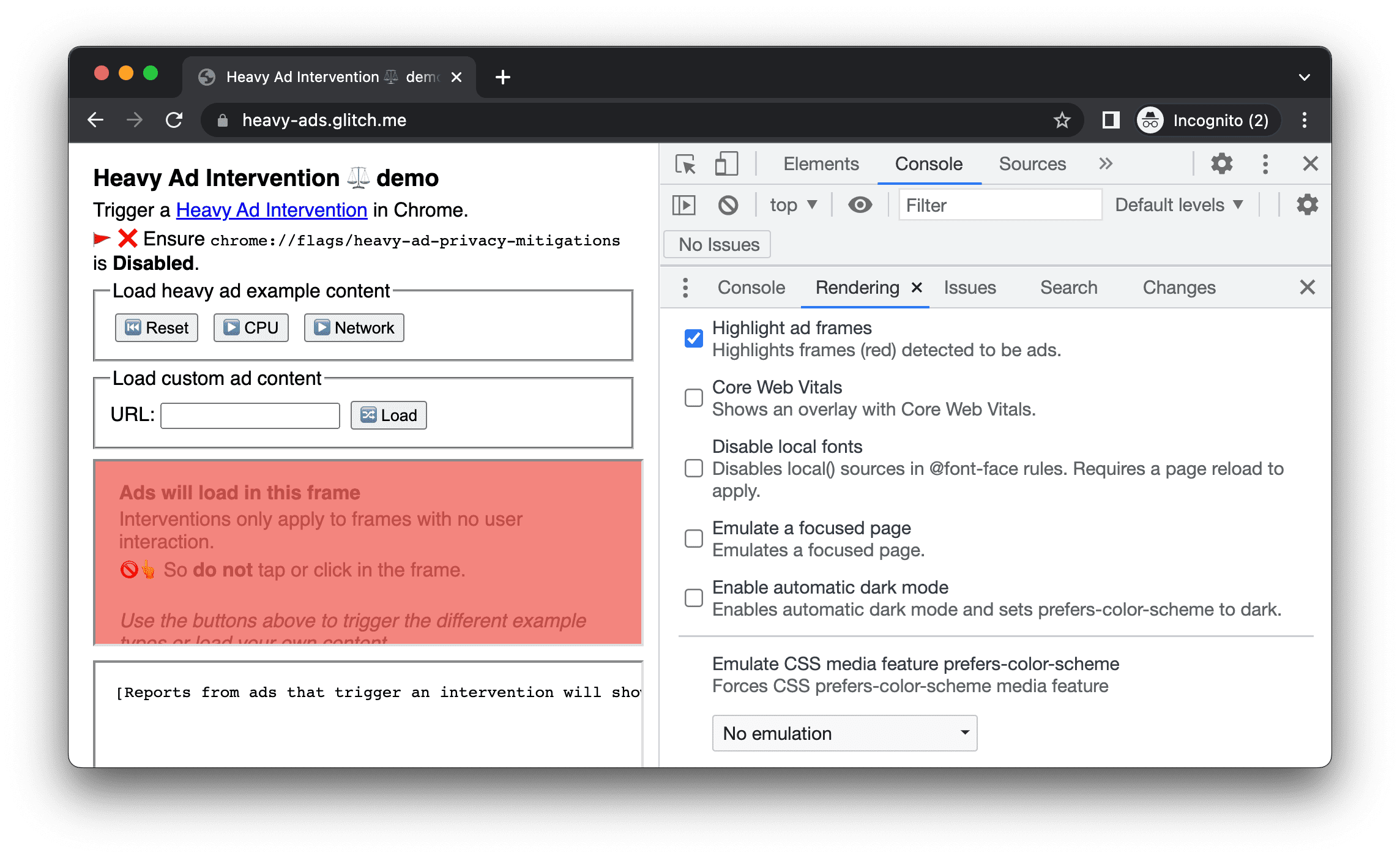 Apply other effects: enable automatic dark theme, emulate focus, and more | Chrome DevTools ...