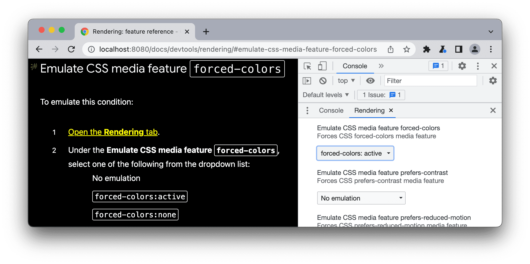 Emulate CSS media features | Chrome DevTools | Chrome for Developers