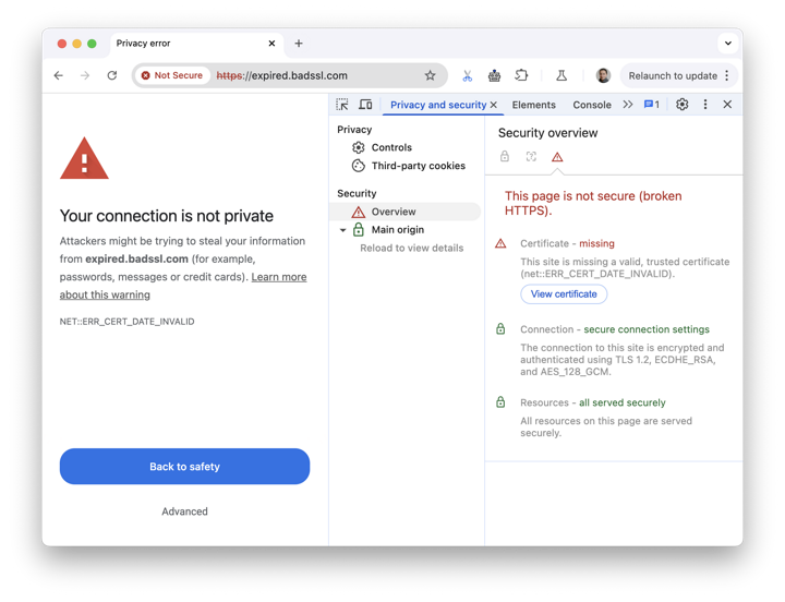 Privacy and security panel | Chrome DevTools | Chrome for Developers